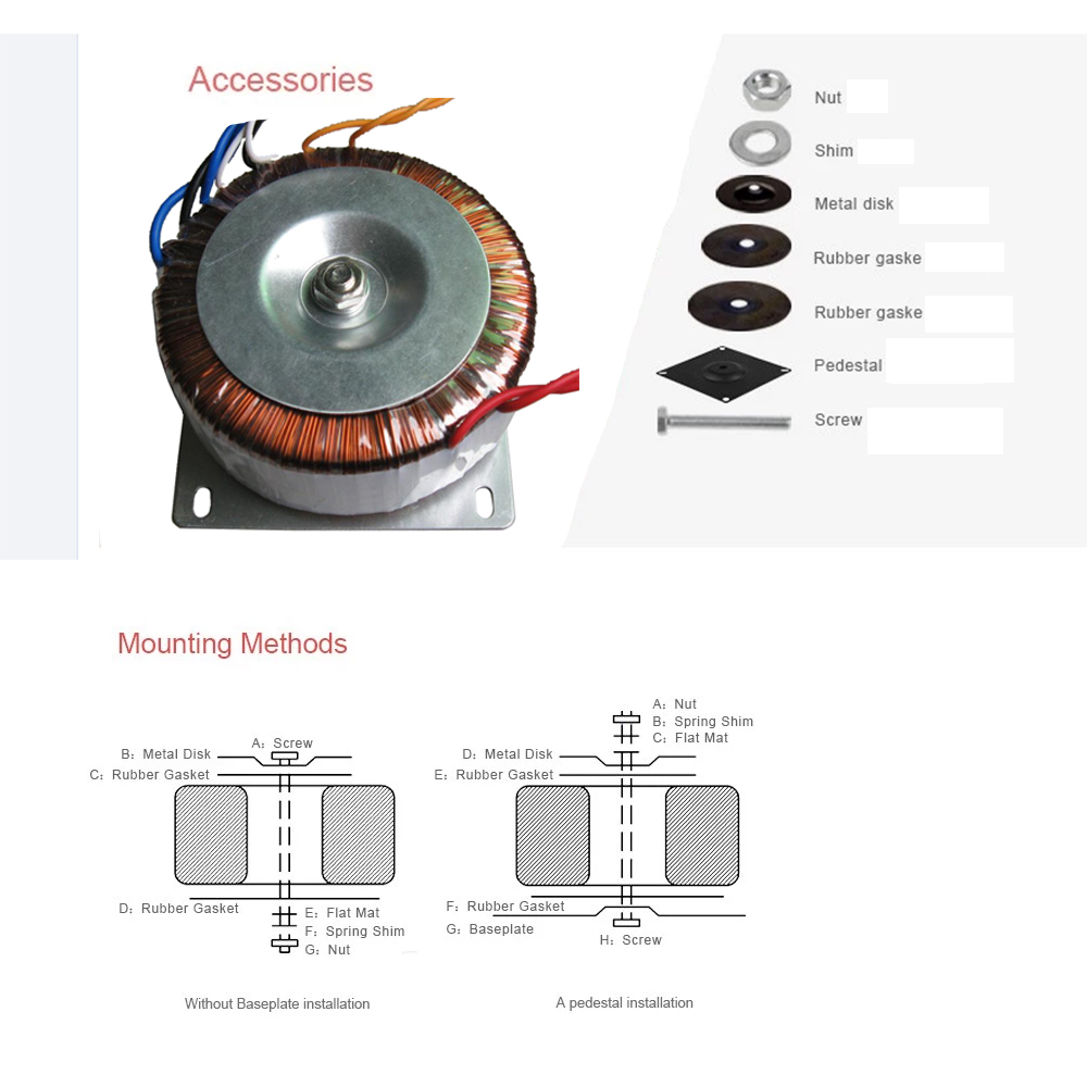 Tek Fazlı Tıbbi İzolasyon Toroidal Oto Trafo Bakır Alüminyum